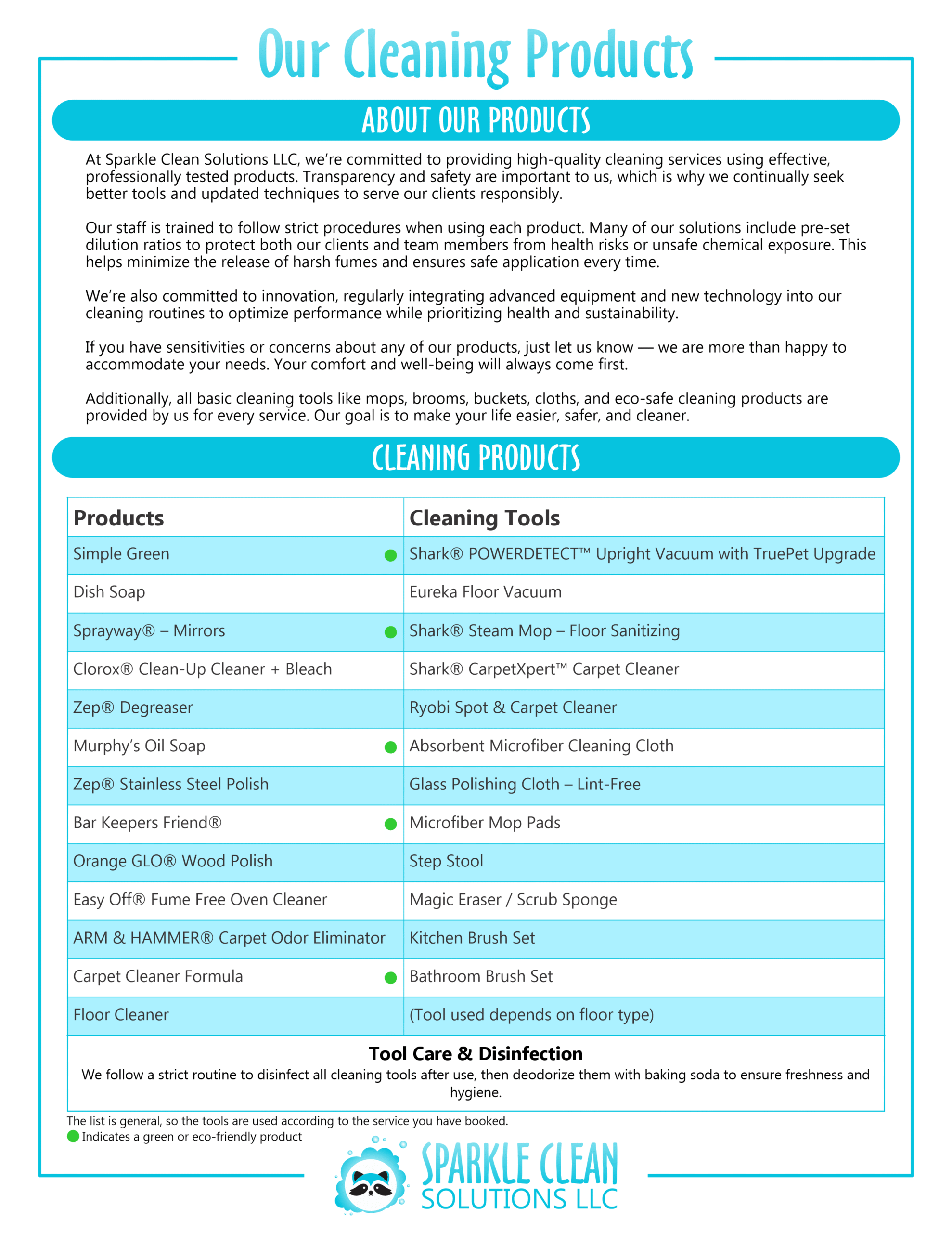 Our Products and Tools | Seattle Best Cleaning Services | Sparkle Clean ...